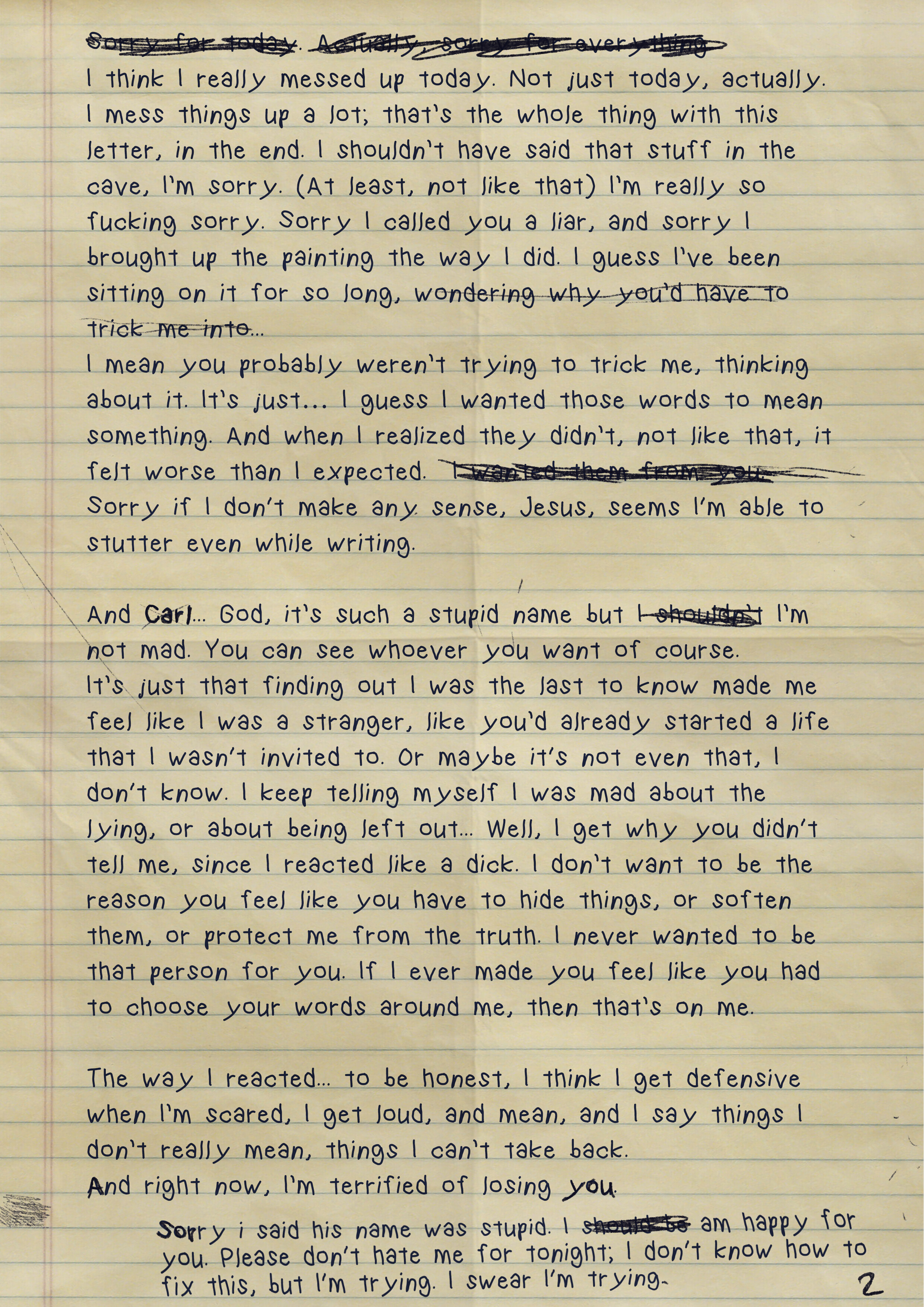 dear will, (and all the things I'm too much of a coward to say) - Aloyx ...